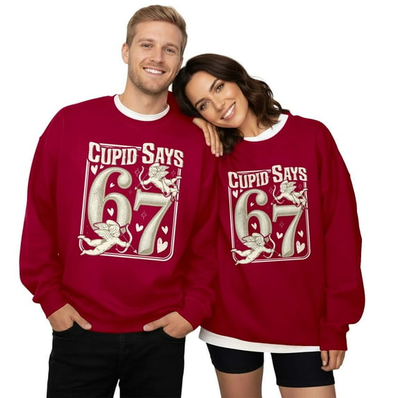 Bibifish Matching Couple Sweatshirts Cupid "67" Graphic Hooded Pullover ...