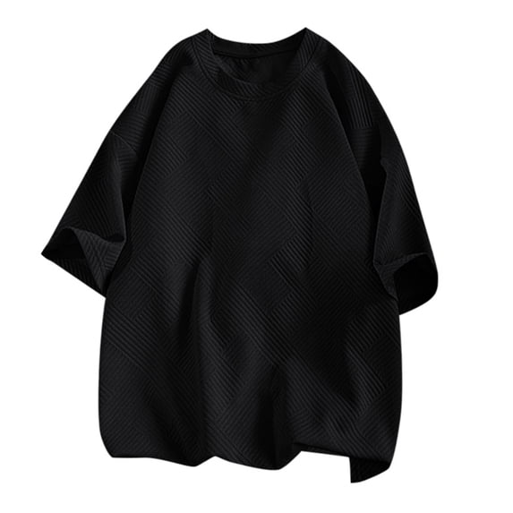 Bibifish Mens Crew Neck Short Sleeve T-Shirts Textured Jacquard Fabric ...