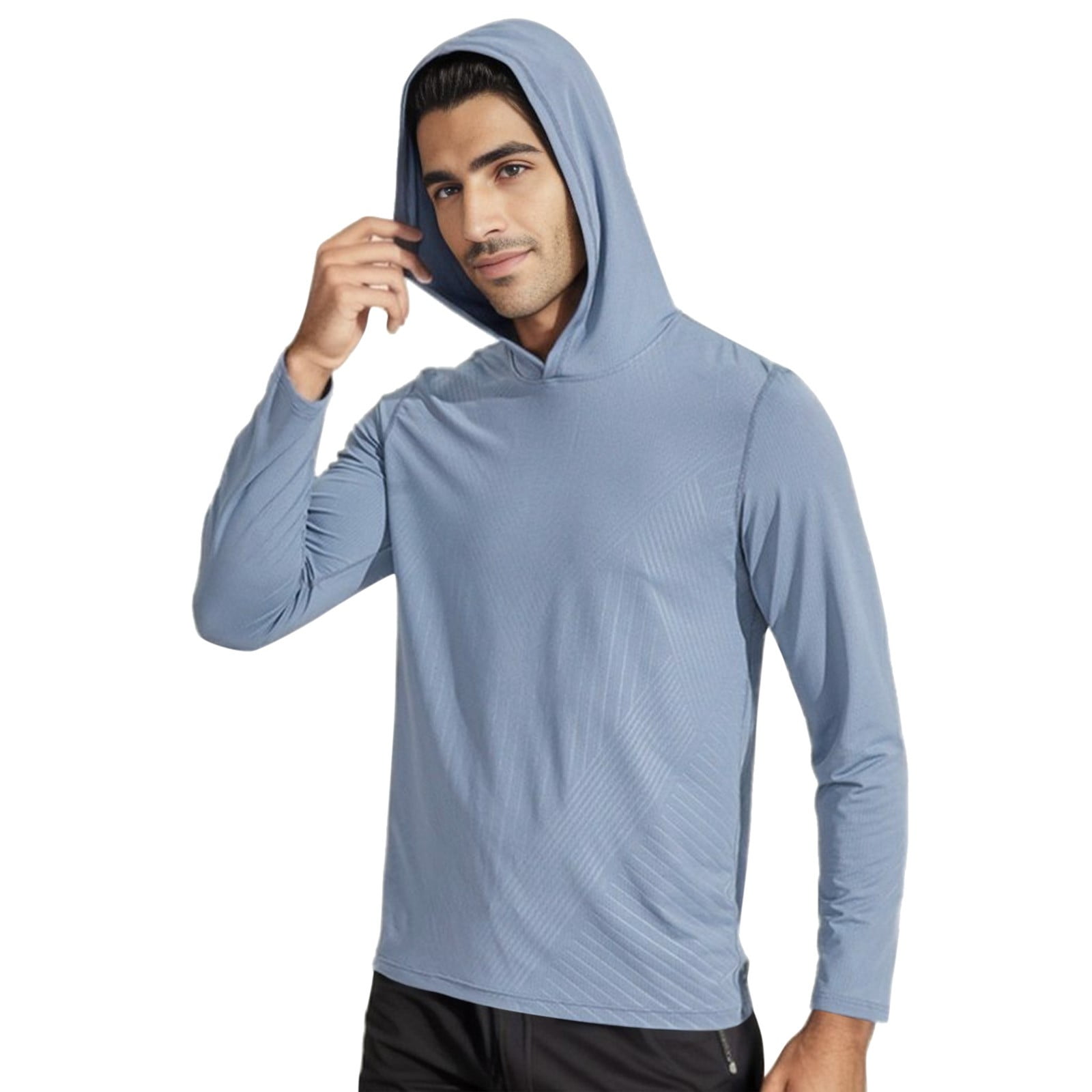 Bibifish Mens Hooded Long Sleeve T-Shirts Quick Dry Breathable Sun ...