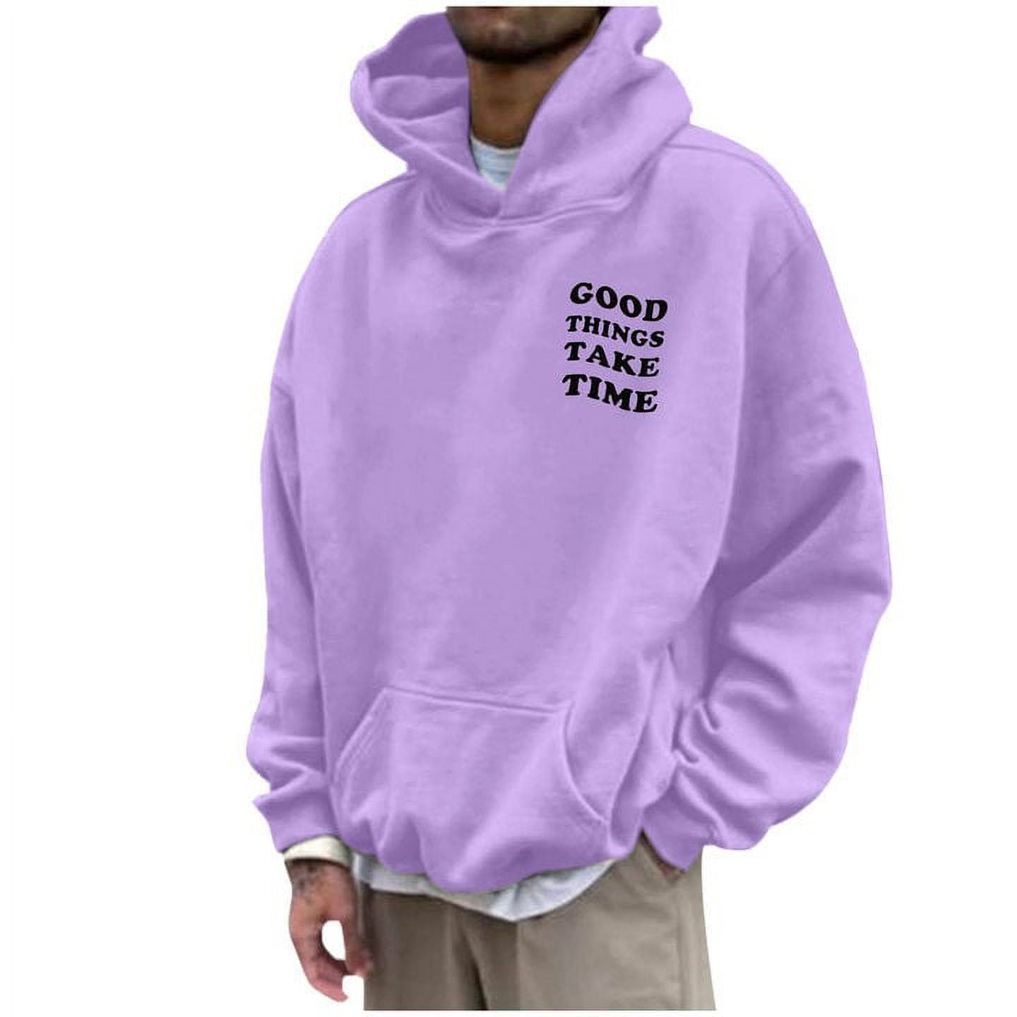 Bibifish Mens Hoodies Royal Blue "GOOD THINGS TAKE TIME" Print Pullover ...