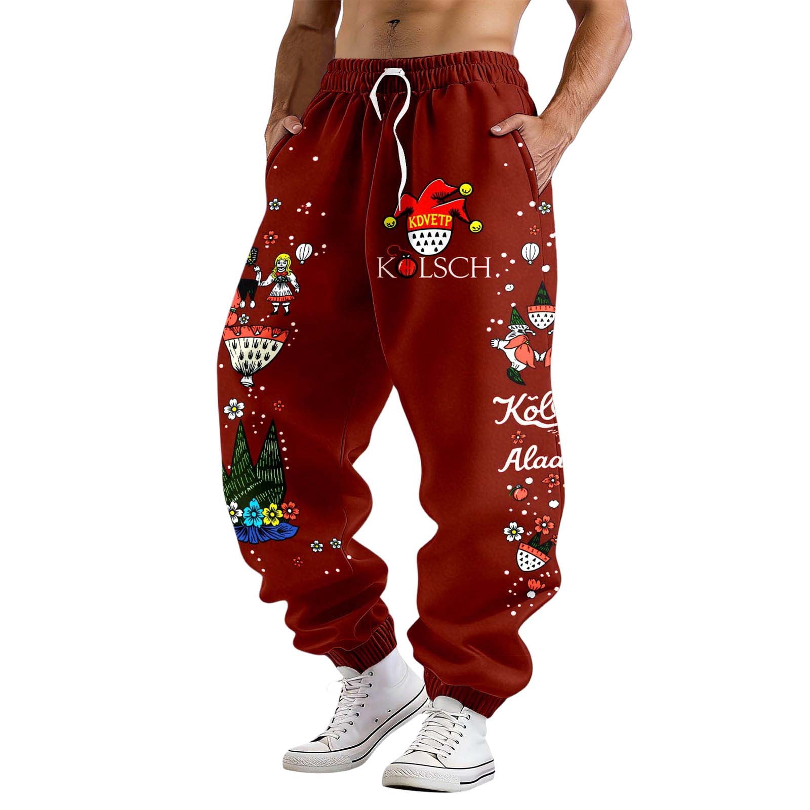 Bibifish Mens Pants Carnival Season Cartoon Graphic Loose Fit Pants ...