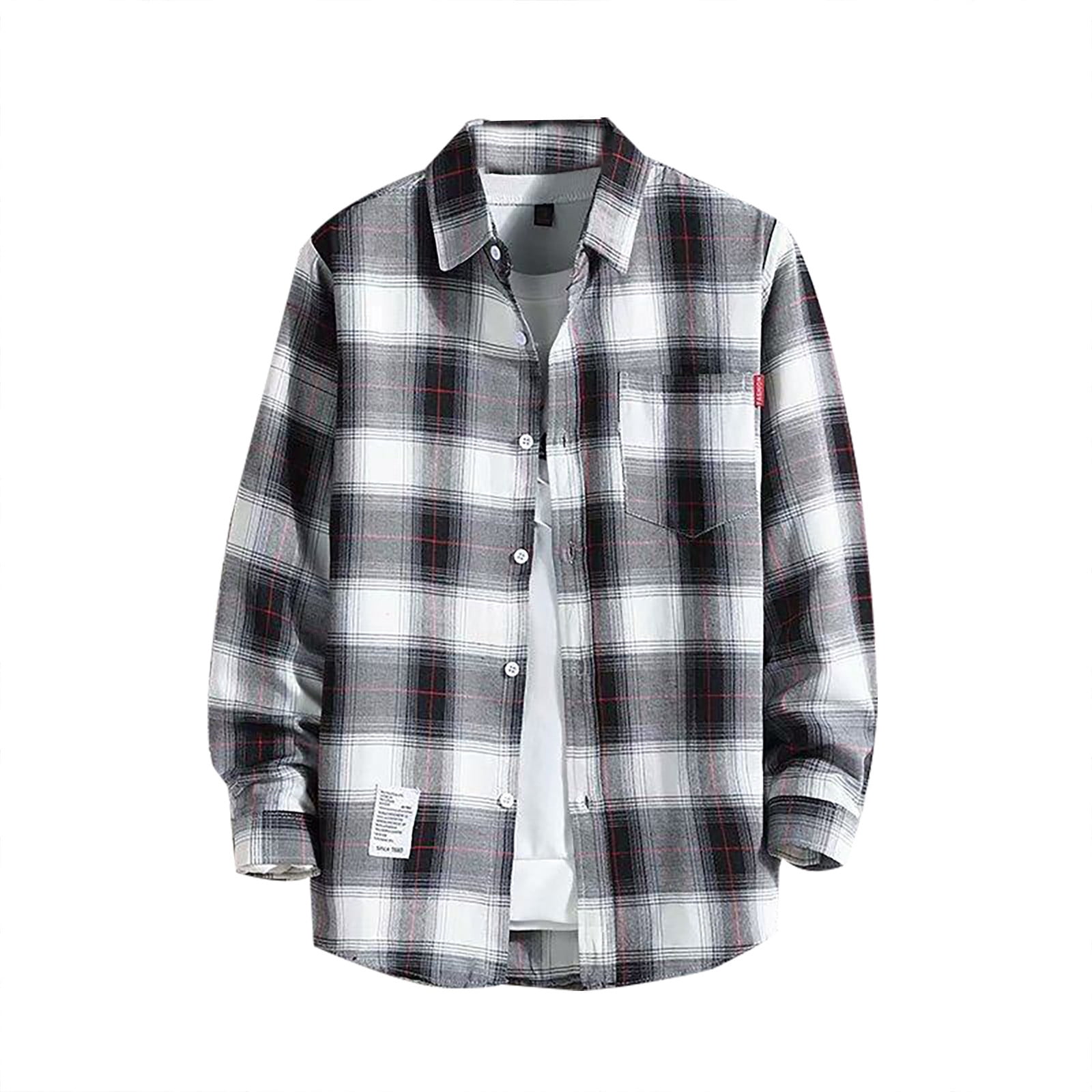 Bibifish Mens Plaid Flannel Shirts Long Sleeve Button Down Shirts With ...