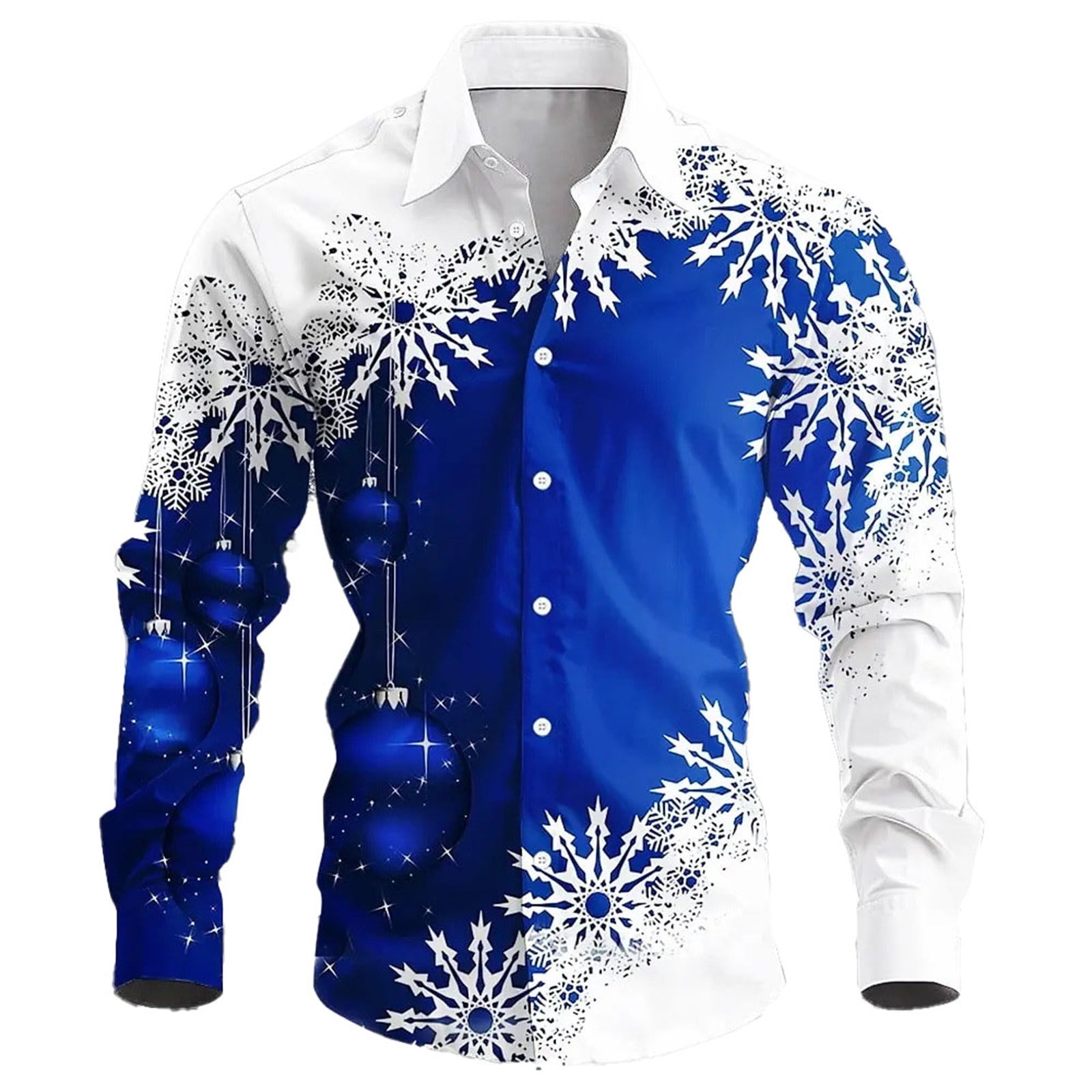 Bibifish Mens Shirts Winter Snowflake Theme Long Sleeve Button Down ...