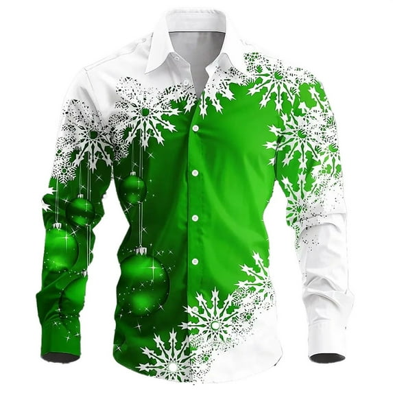 Bibifish Mens Shirts Winter Snowflake Theme Long Sleeve Button Down ...