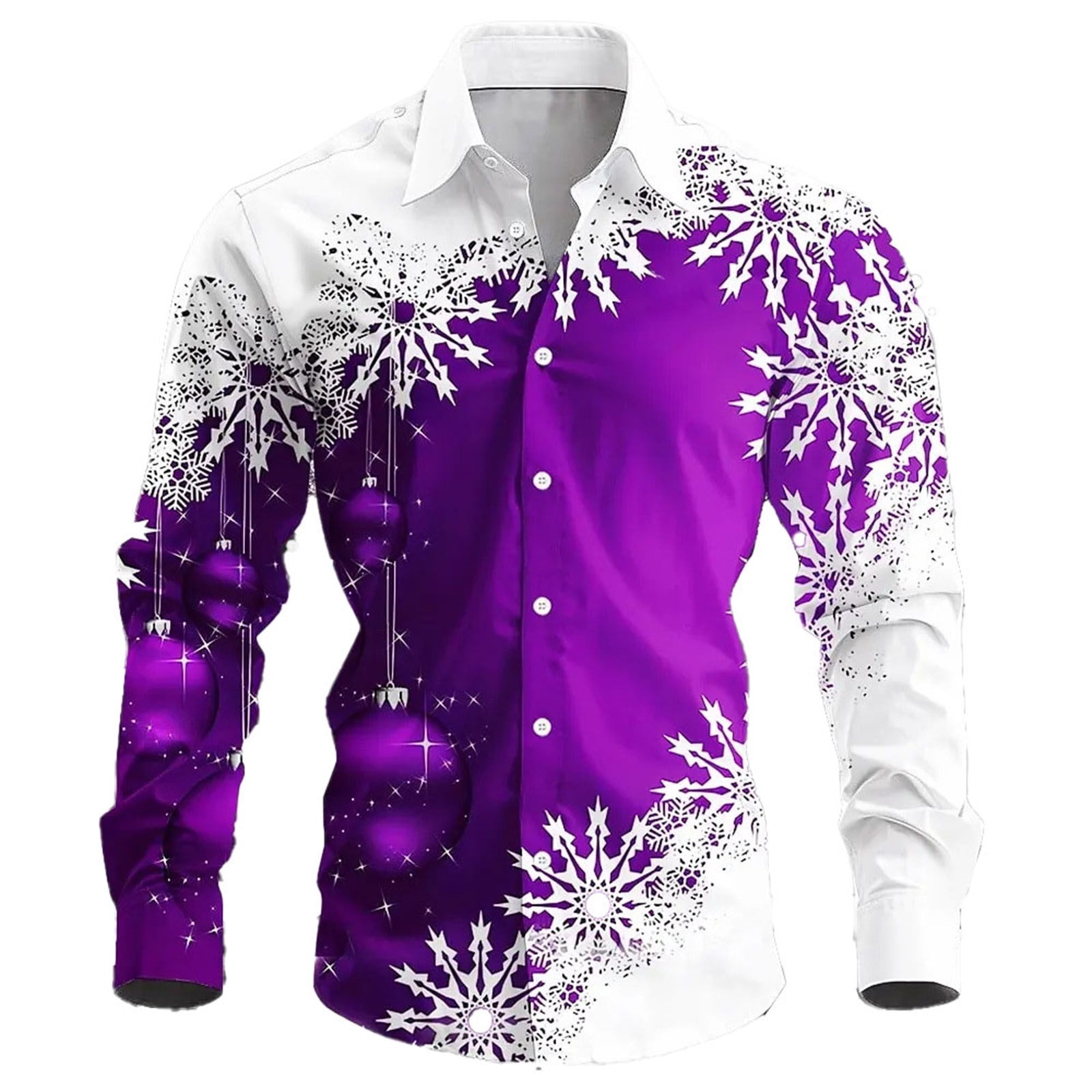 Bibifish Mens Shirts Winter Snowflake Theme Long Sleeve Button Down ...