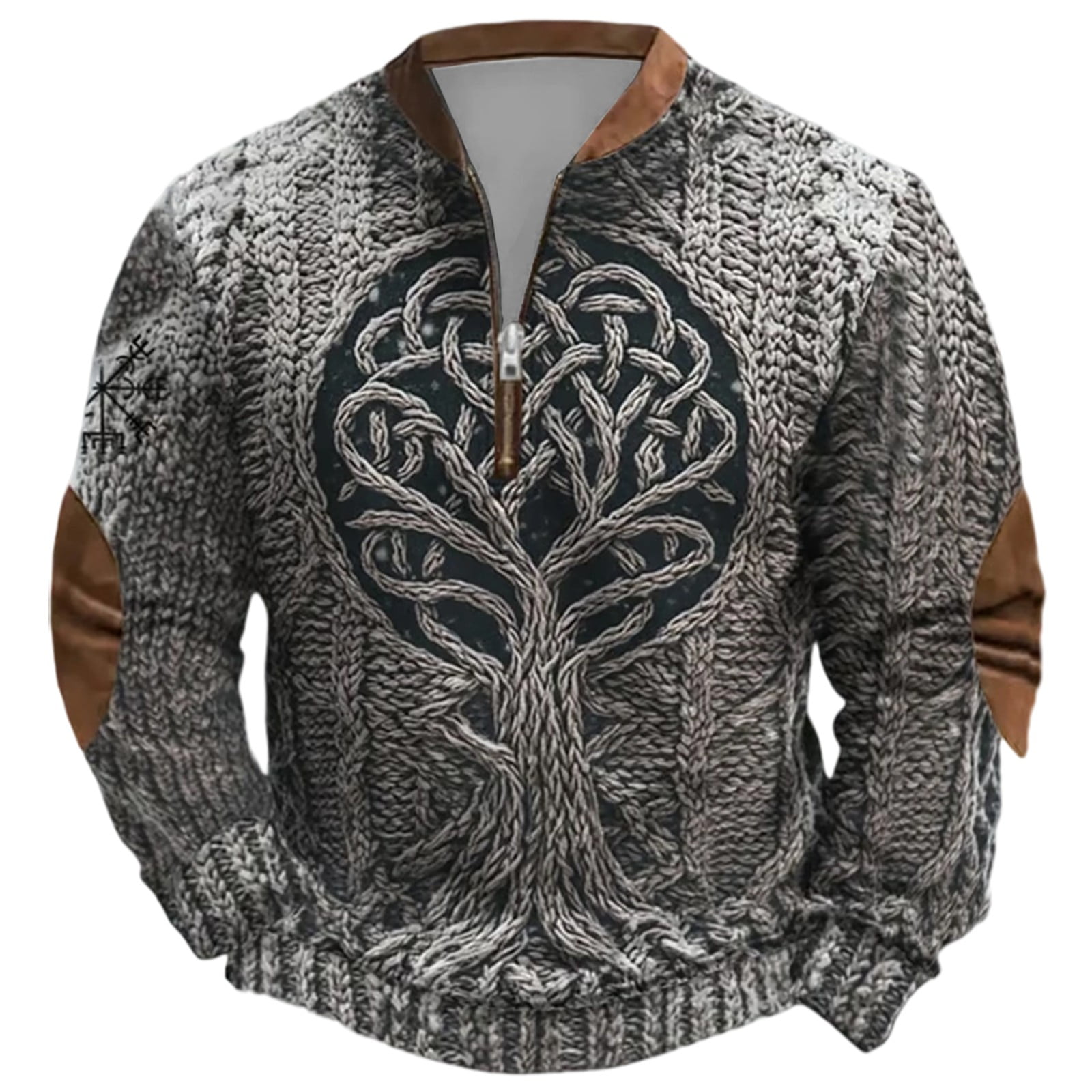 Bibifish Mens Sweatshirt Tree Print Half-Zip Pullover Sweatshirt ...