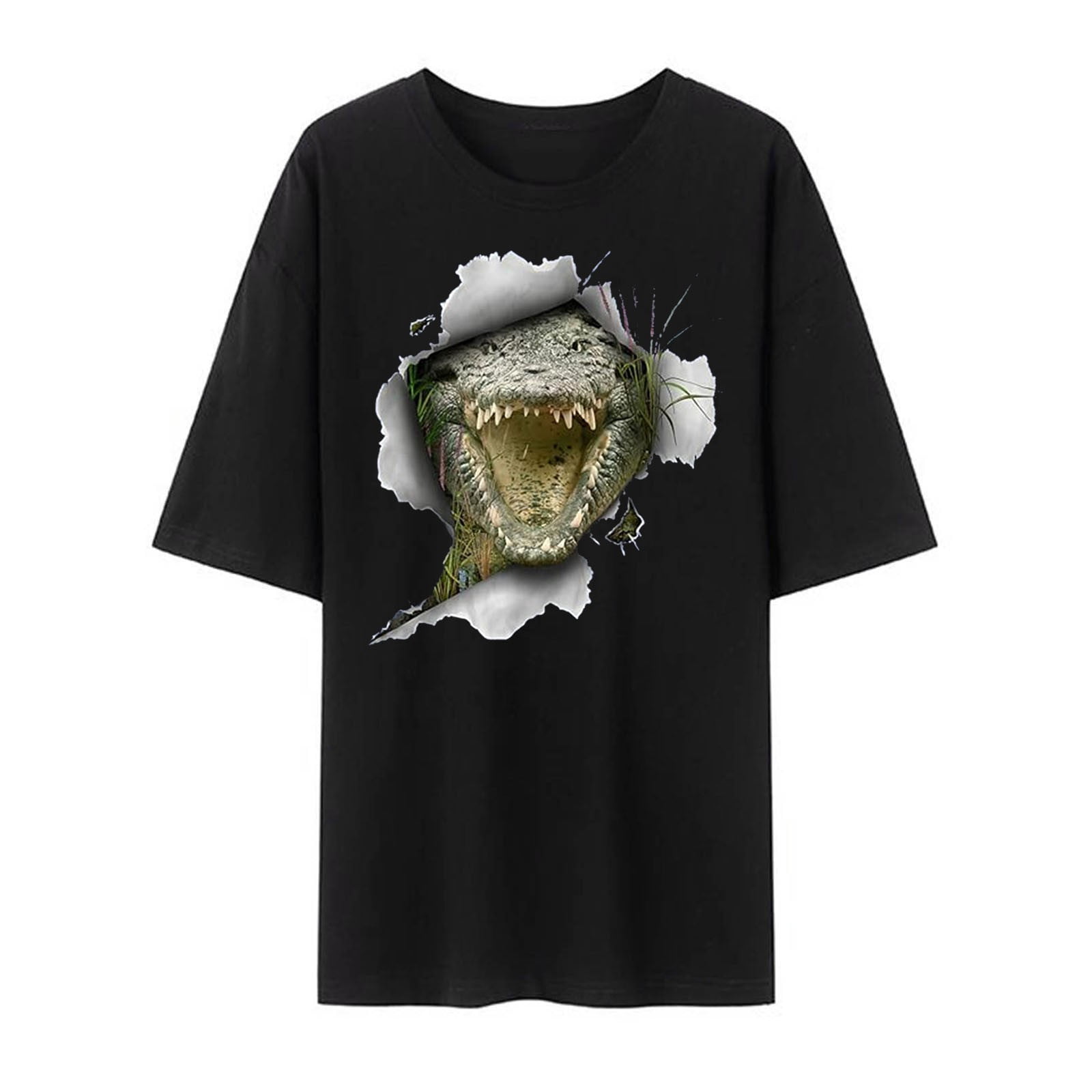 Bibifish Mens T-Shirt Graphic Crocodile Print Crew Neck Short Sleeve ...