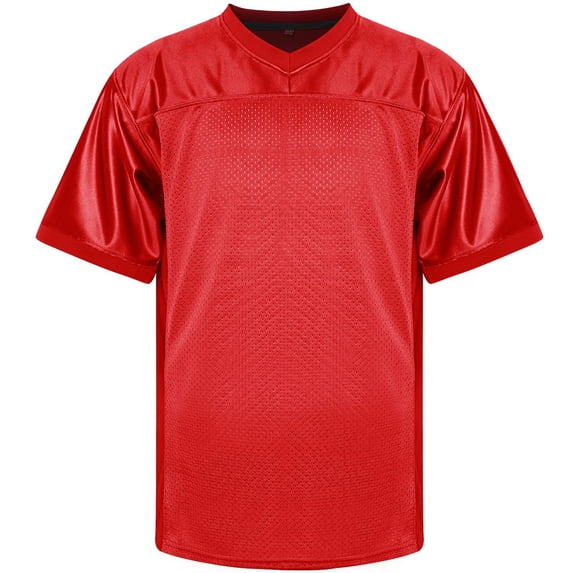 Bibifish Mens V Neck Short Sleeve Mesh Football Solid Blue Soft ...