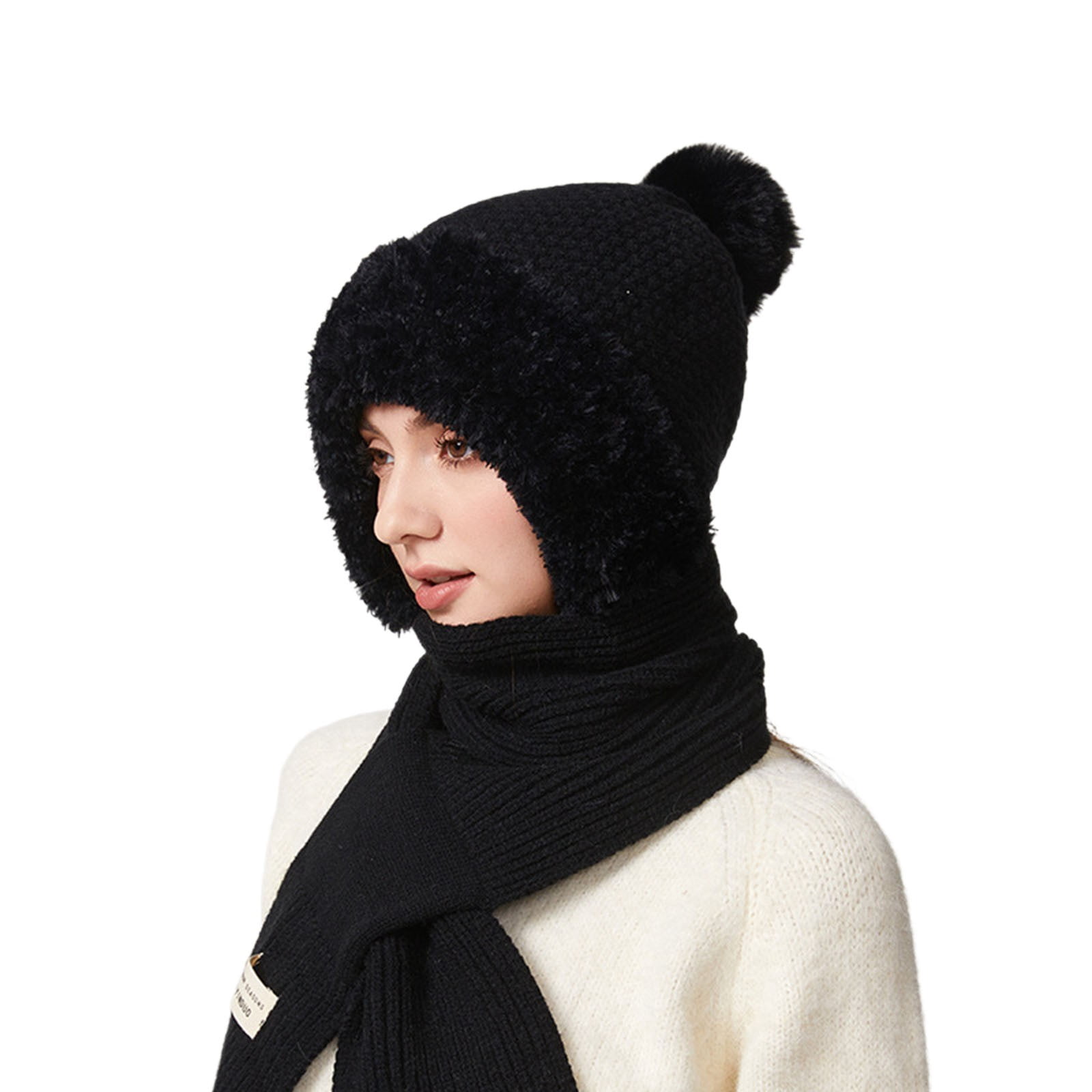 Bibifish One Piece Scarf Hats For Women Knitted Scarf Hats Winter ...