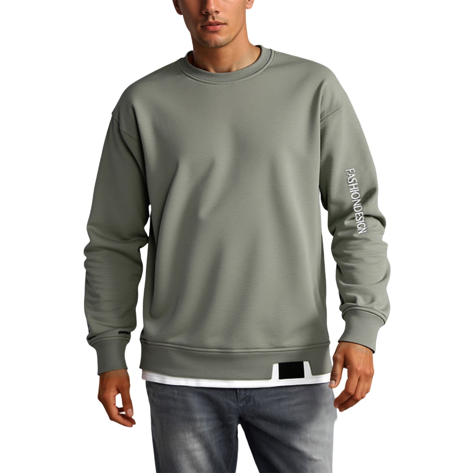 Bibifish Sweatshirts For Men Letter Print Soft Crewneck Sweatshirts ...