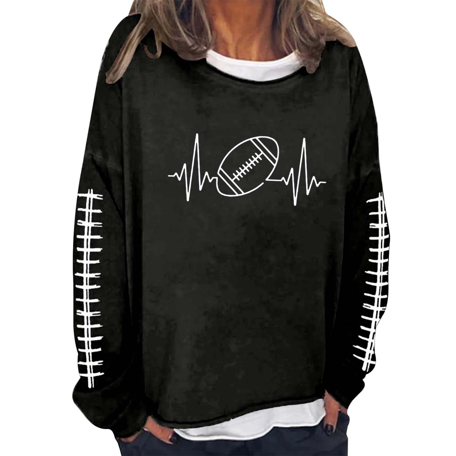 Bibifish Sweatshirts For Women Football Season Graphic Print Fall ...