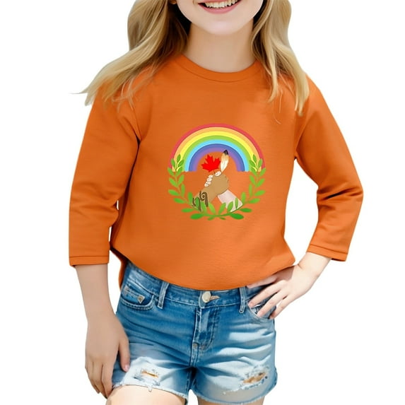 Bibifish Toddler Girls Solid Color Graphic Long Sleeve Tee Shirts Cute ...