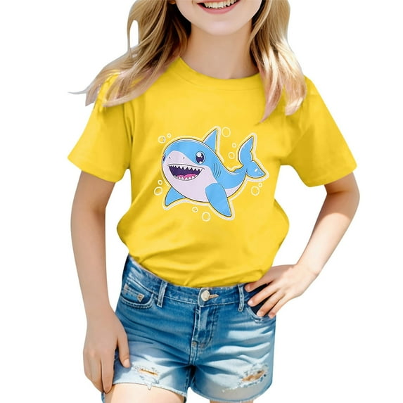 Bibifish Toddler Girls Tshirts Summer Fun Cartoon Shark Graphic ...
