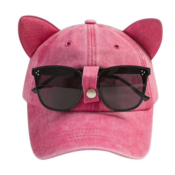 Bibifish Unisex Men Women Gray Denim Baseball Cap Cat Ear Detail ...
