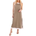 Bibifish Women Dress Sets Sleeveless Color Block Long Dress With Pocket ...