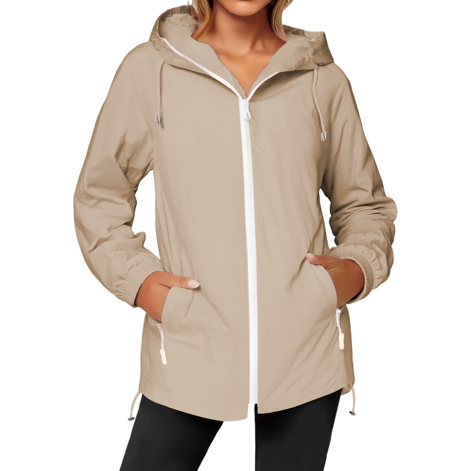 Bibifish Women Jackets Fall Lightweight Long Sleeve Zip Up Hooded ...