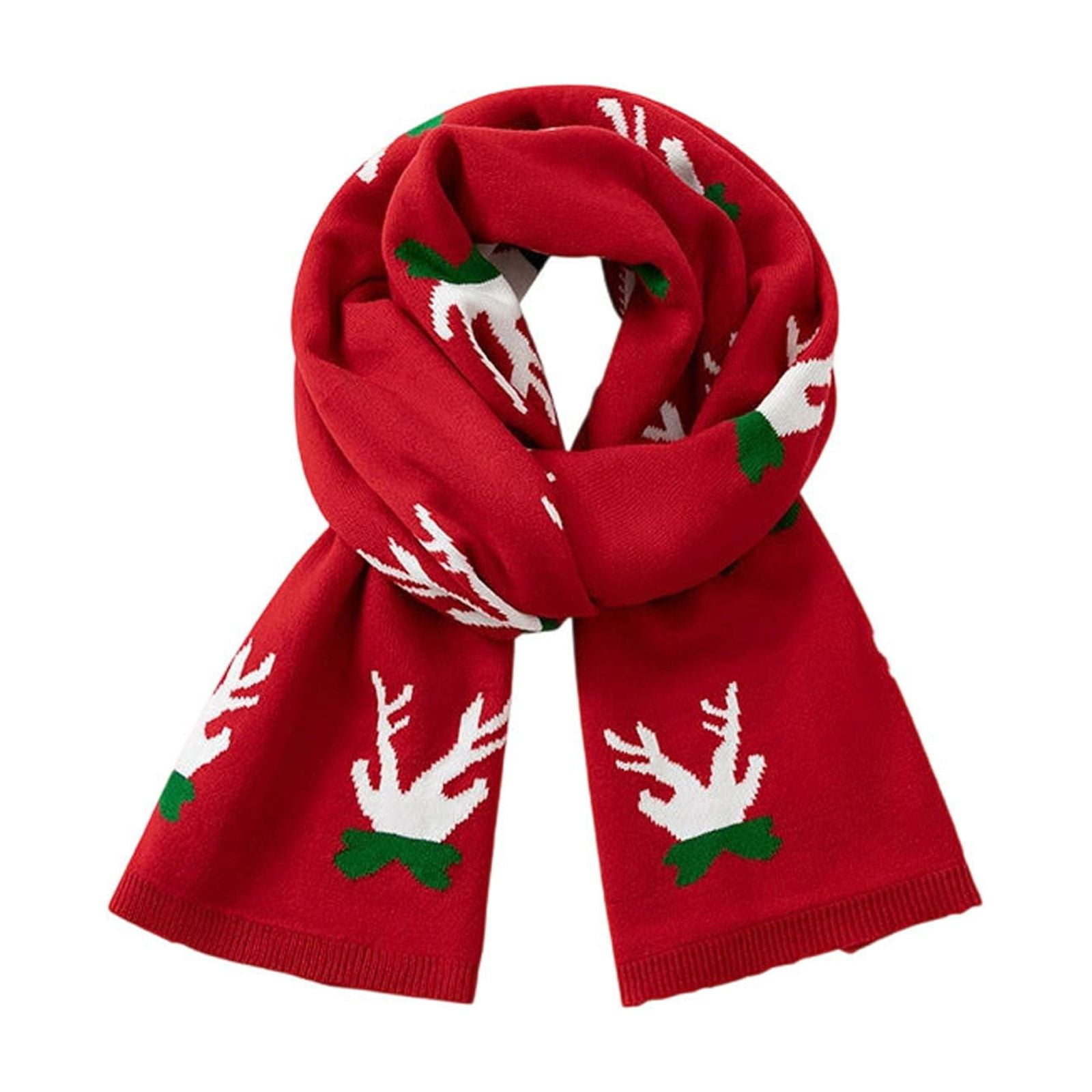 Bibifish Women'S Scarf Christmas Snowflake Print Soft Ribben Knitted ...