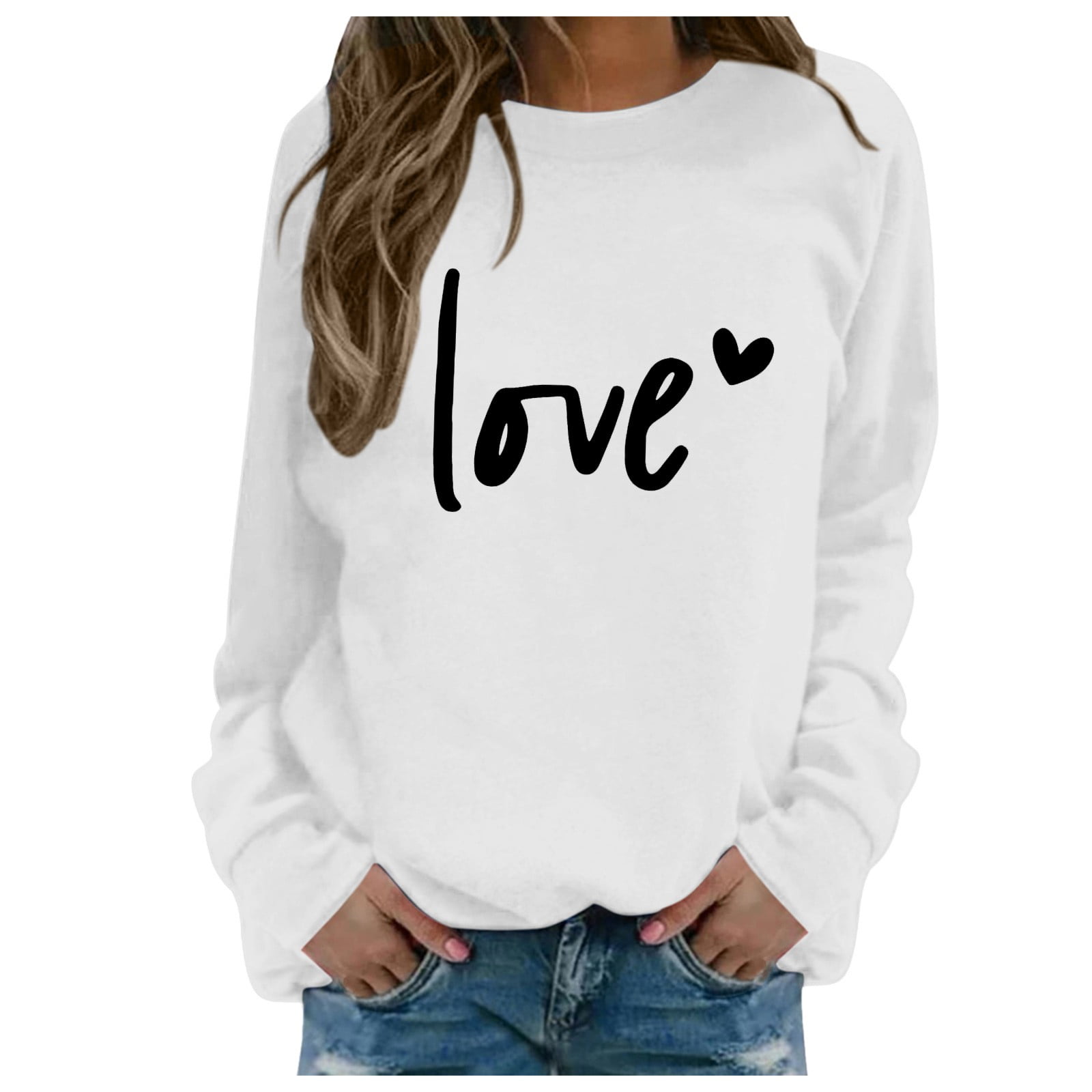 Bibifish Women'S Sweatshirts Valentine's Day Casual Love Letter Printed ...