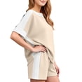 Bibifish Women Two Piece Sets Color Block Crew Neck Drop Shoulder Half ...