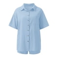 Bibifish Women Two Piece Sets Textured Collared Short Sleeve Button ...
