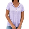 Bibifish Women's Blouses Notched Collar V-Neck Short Sleeve Crinkled ...