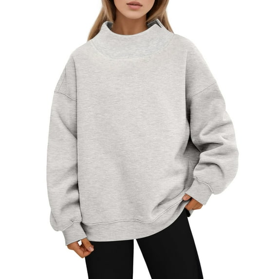 Bibifish Women's Crewneck Sweatshirt Turtleneck Relaxed Fit Soft Long ...