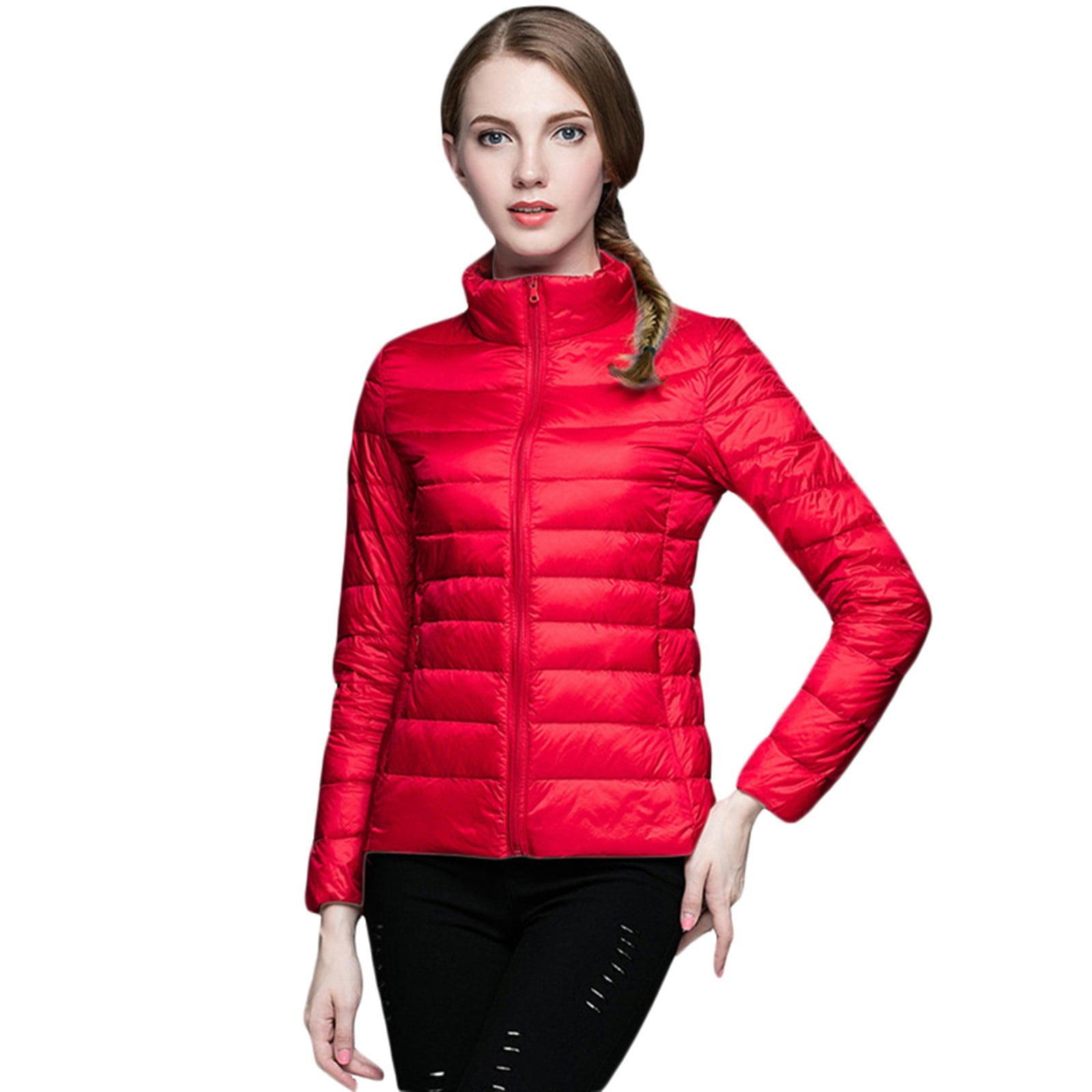 Bibifish Women's Down Jackets Lightweight Packable High Collar Zip ...