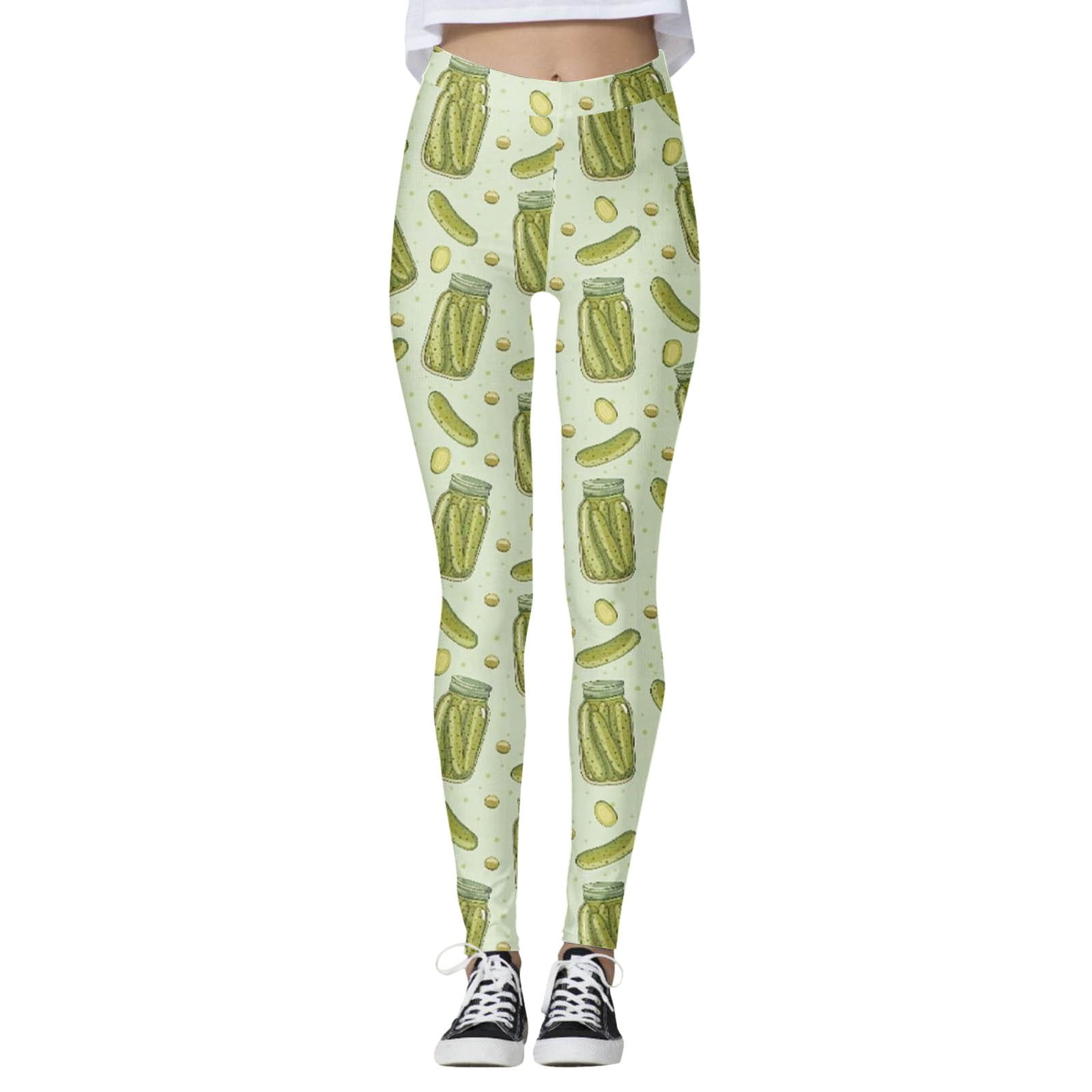 Bibifish Women's Graphic Print Yoga Pants Light Green Base Canned ...