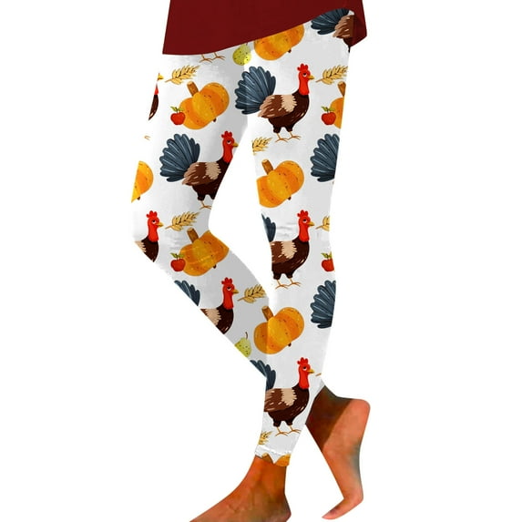 Bibifish Women's Leggings Thanksgiving Pattern High Waisted Stretch ...