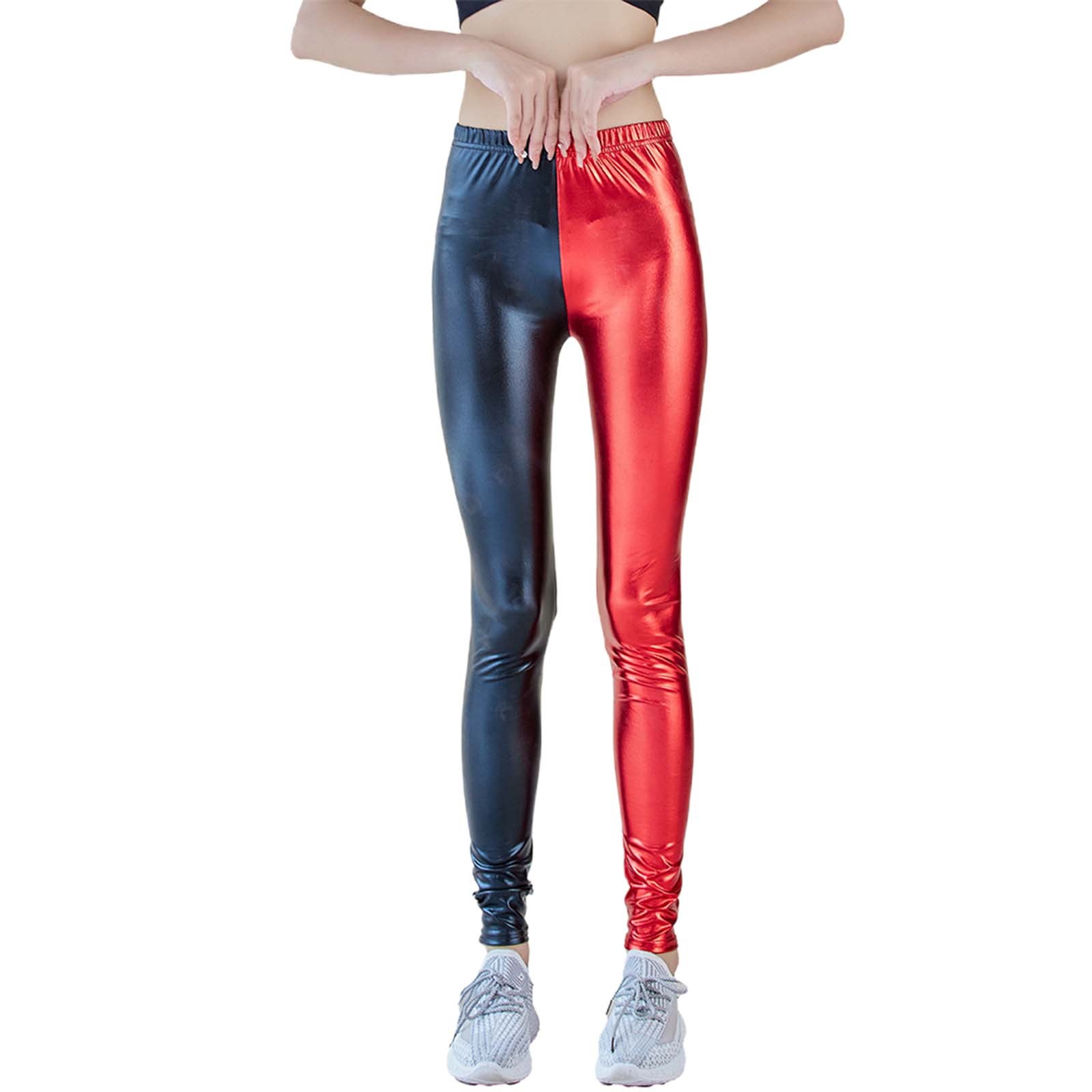Bibifish Women's Metallic Shiny Leather Leggings Skinny Fit Cropped 9/ ...