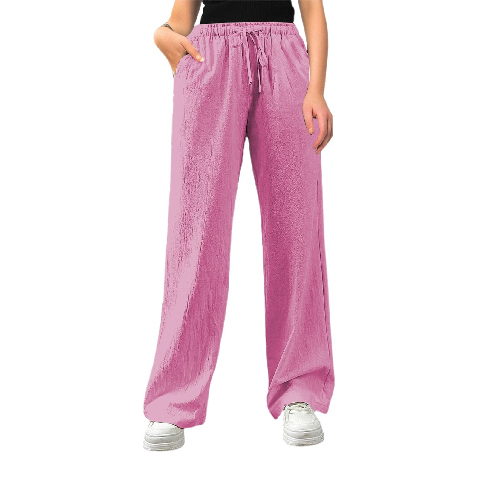 Bibifish Women's Pants Casual Loose Fit High Waisted Pants With Pocket ...