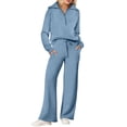 Bibifish Womens 2 Piece Outfits Tops Wide Leg Pants Stand Collar Sleeve ...