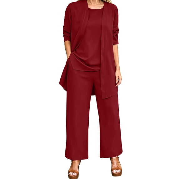Bibifish Womens 3 Piece Outfits Long Sleeve Open Front Cardigans ...