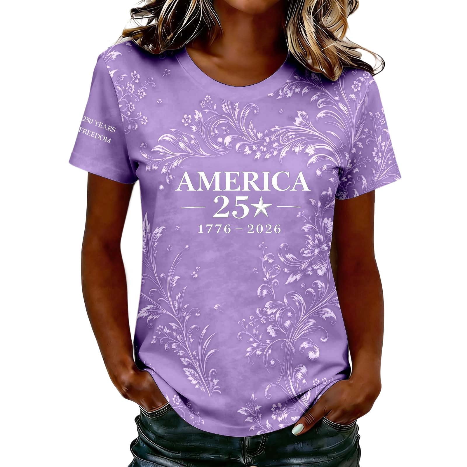 Bibifish Womens 4th Of July Tee Tops Short Sleeve Tees 250 Years ...