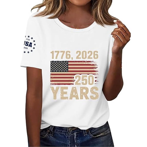 Bibifish Womens 4th Of July Tees Short Sleeve Tshirts 250 Years Vintage ...