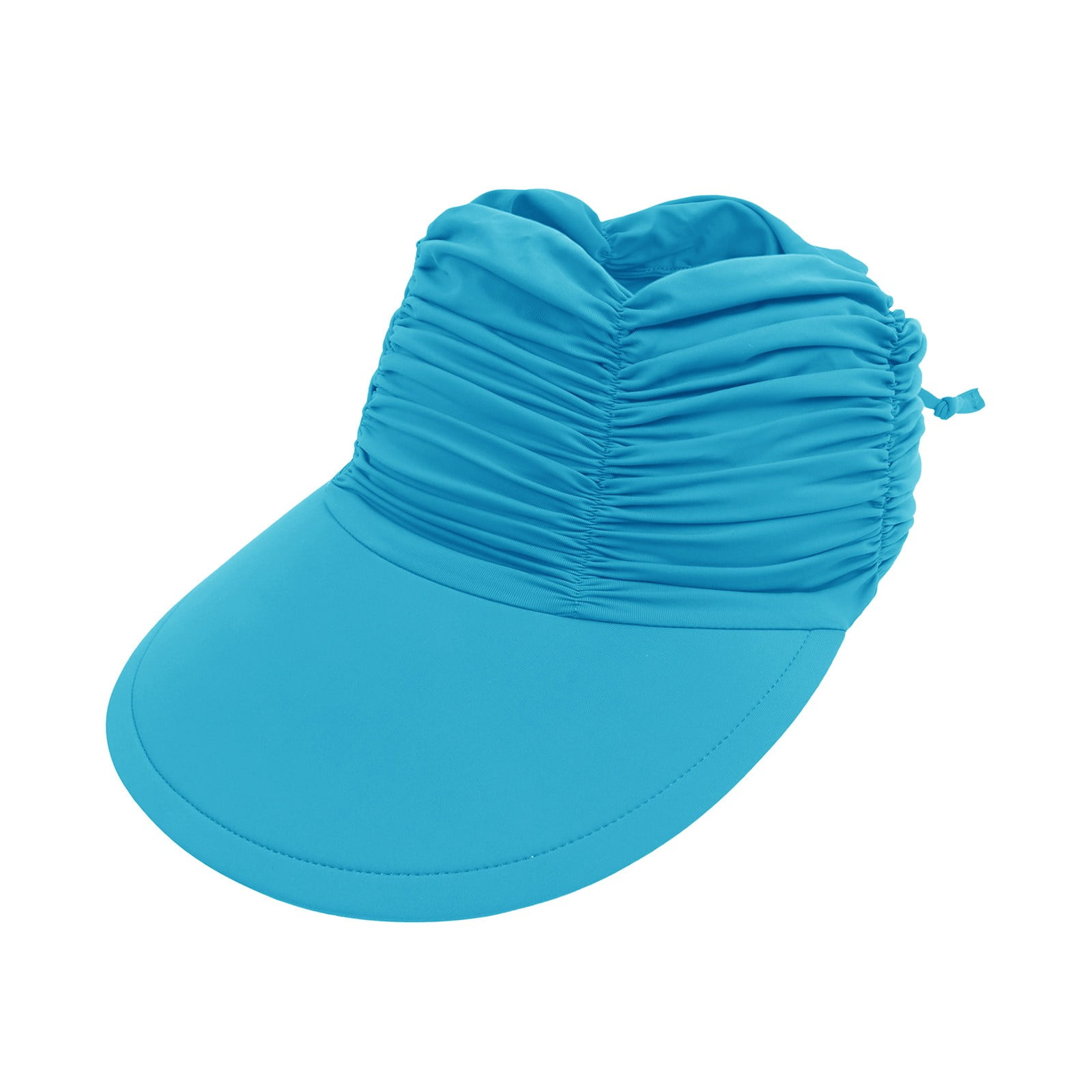 Bibifish Womens Black Ruched Wide-Brim Cap Adjustable Drawstring ...