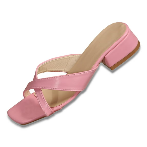 Bibifish Womens Block Heel Mule Sandals Square Toe Crisscross Band ...
