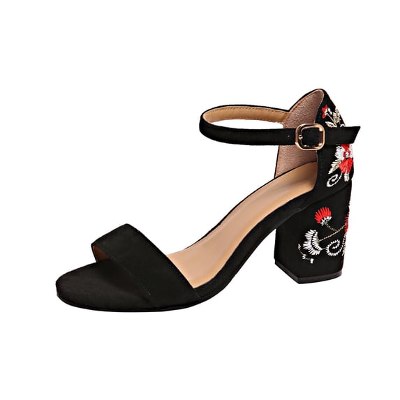 Bibifish Womens Block Heel Sandals Elegant Ankle Buckle Floral ...