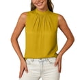 Bibifish Womens Blouses High Neck Sleeveless Pleated Summer Tops Office ...