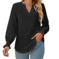 Bibifish Womens Blouses Notch Neck Long Sleeve Eyelet Embroidery Ruffle ...