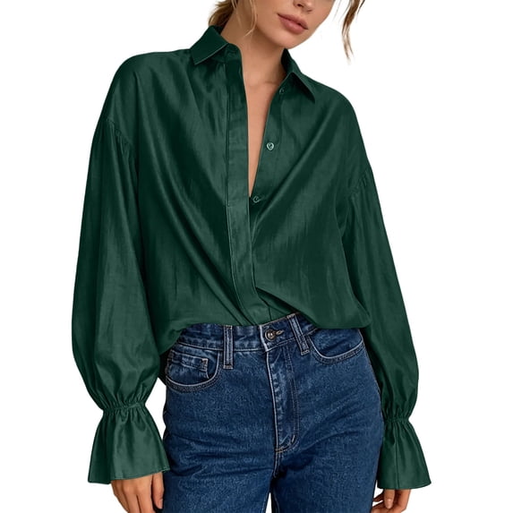 Bibifish Womens Button Down Shirts Casual Long Sleeve Blouse Lapel ...