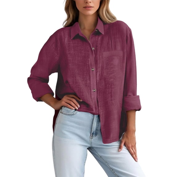 Bibifish Womens Button Down Shirts Casual Spring Summer Lapel Neck Long ...