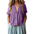 Bibifish Womens Button Down Shirts V Neck Short Sleeve Summer ...