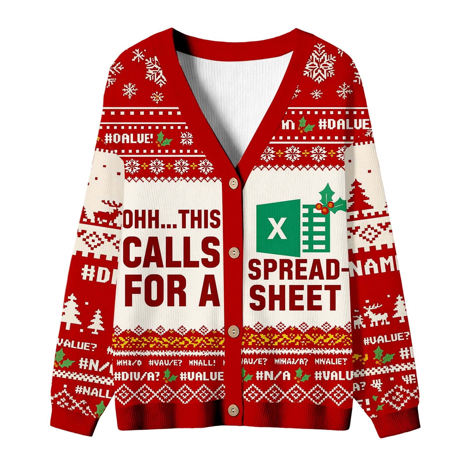 Bibifish Womens Cardigan Sweater Christmas Excel Spreadsheet Meme ...