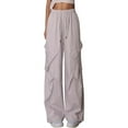 Bibifish Womens Cargo Pants Elastic Waist Full Length Relaxed Fit Solid ...