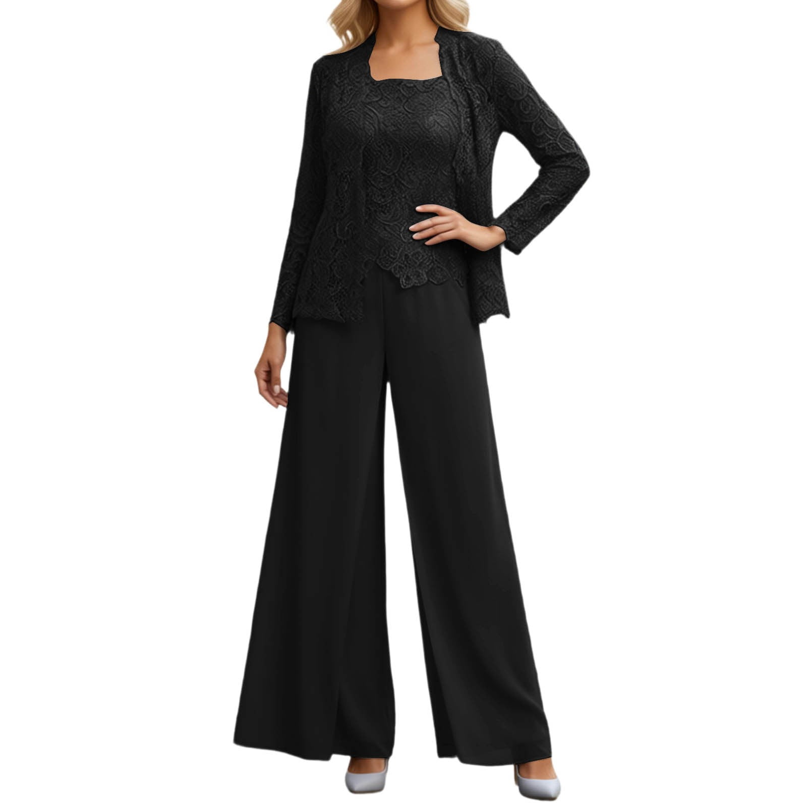 Bibifish Womens Casual Sets Cardigans Wide Leg Pants Long Sleeve ...