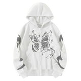 Bibifish Womens Checkered Butterfly Long Sleeve Full Zip Hoodies Soft ...