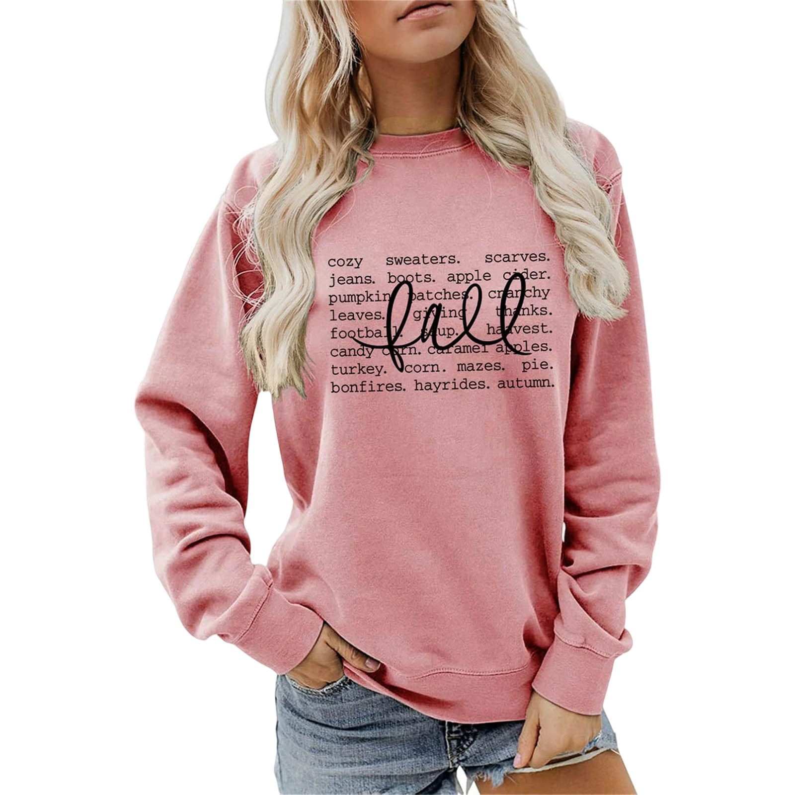 Bibifish Womens Crew Neck Sweatshirts With Autumn-Themed Word Collage ...
