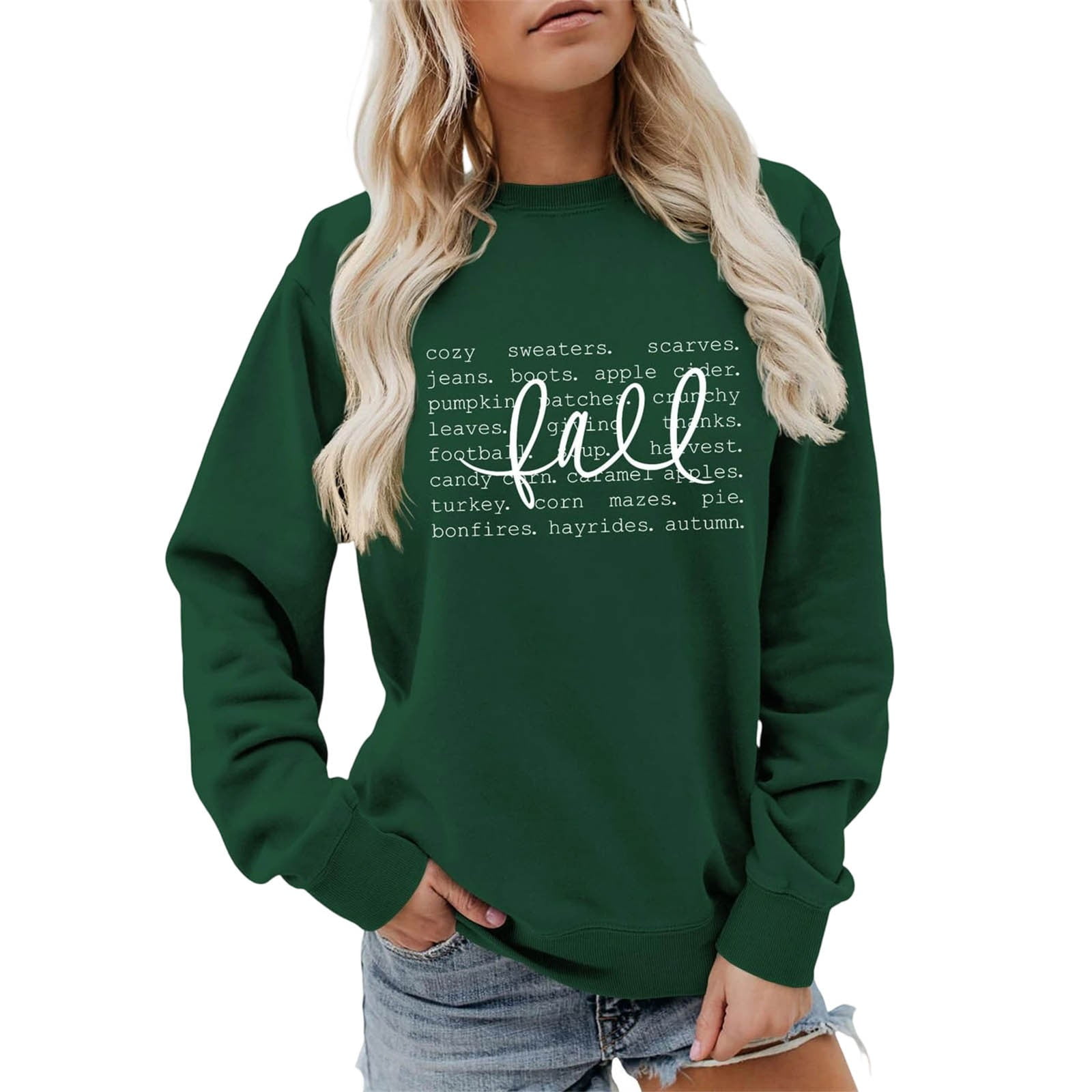 Bibifish Womens Crew Neck Sweatshirts With Autumn-Themed Word Collage ...