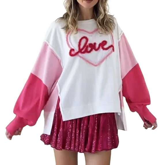 Bibifish Womens Crewneck Sweatshirts Valentine's Day Love Heart ...